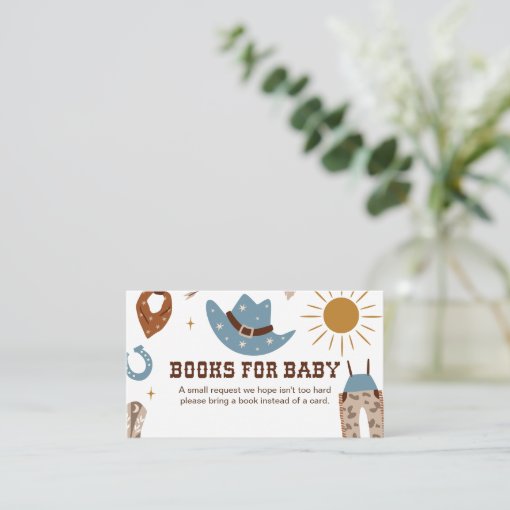 Cowboy Baby Shower Books for Baby Enclosure Card | Zazzle