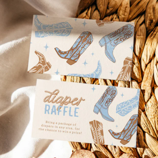 Cowboy Baby Shower Diaper Raffle Cards | Zazzle