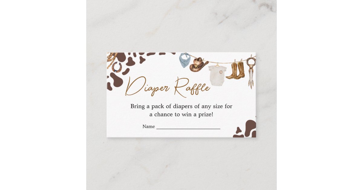 Cowboy Baby Shower Diaper Raffle Enclosure Card | Zazzle