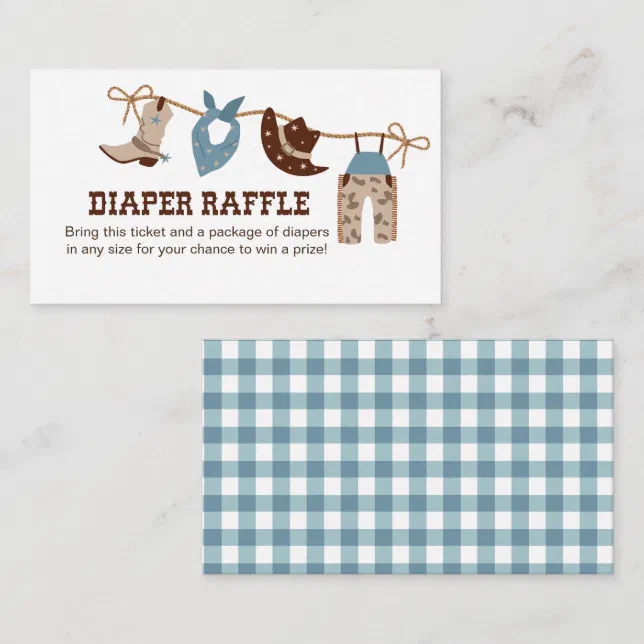 Cowboy Baby Shower Diaper Raffle Enclosure Card | Zazzle