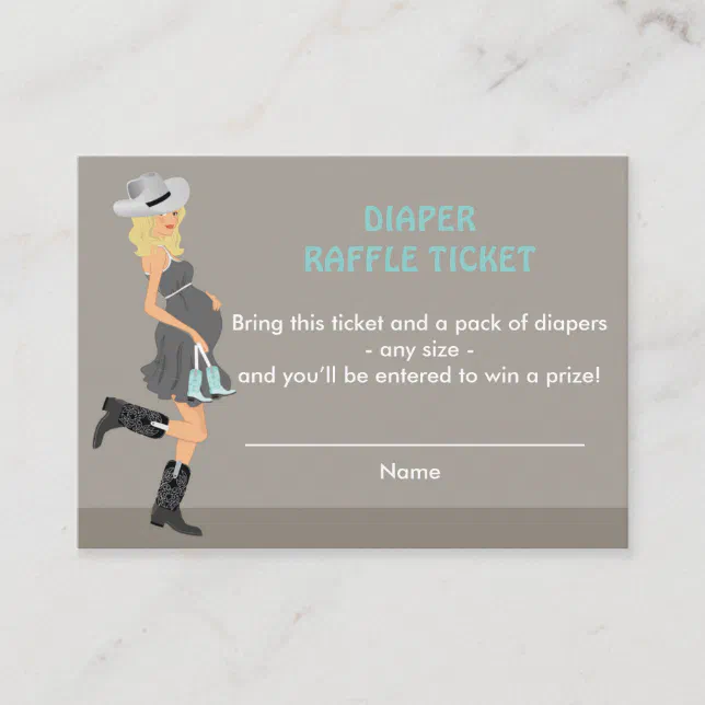 Cowboy Baby Shower Diaper Raffle Tickets - Blonde Enclosure Card | Zazzle