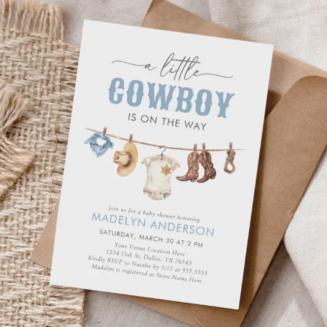 Cowboy Baby Shower Invitation | Zazzle