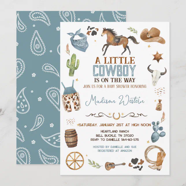 Cowboy Baby Shower Invitation | Zazzle