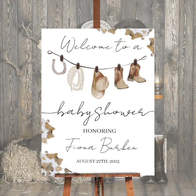 Cowboy Baby Shower Welcome Sign. Foam Board | Zazzle