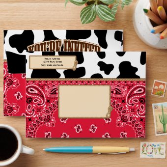 Cowboy, Bandana Style A6 Envelopes | Zazzle