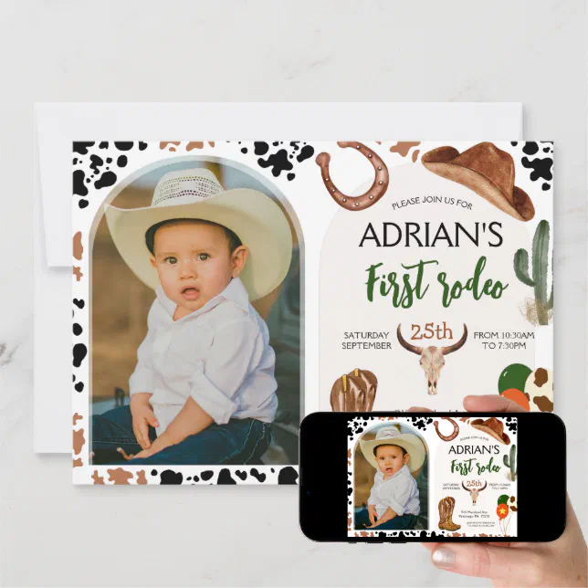 Cowboy Birthday 1st Rodeo Birthday Party Invitation | Zazzle