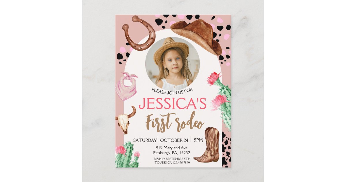 Cowboy Birthday 1st Rodeo Birthday Party Postcard | Zazzle