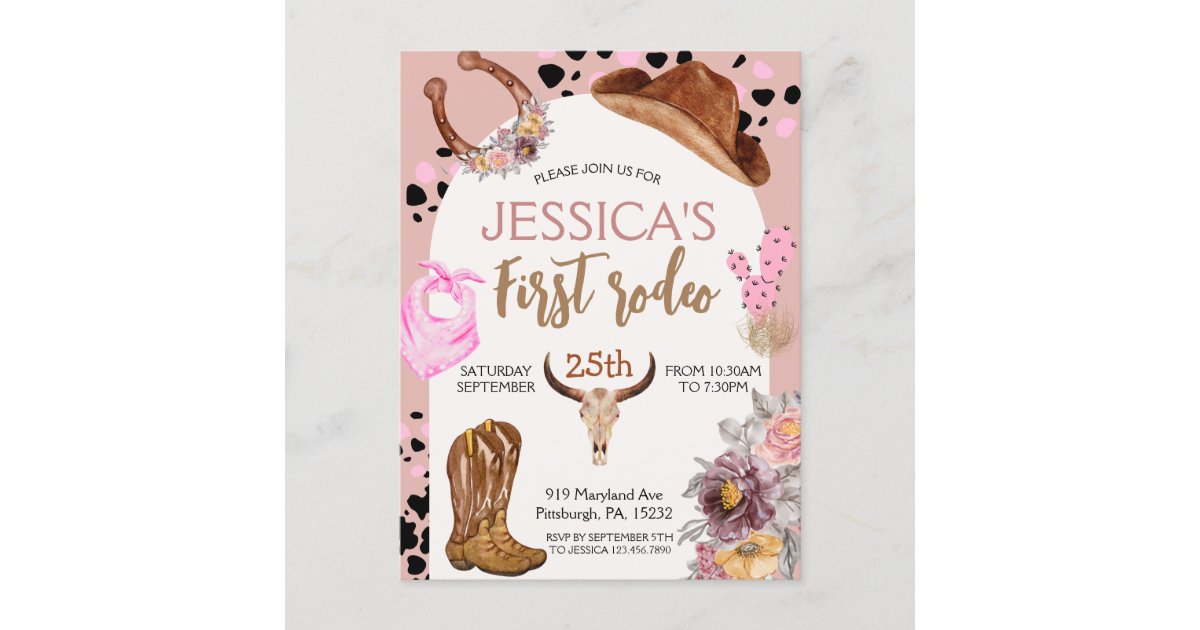 Cowboy Birthday 1st Rodeo Birthday Party Postcard | Zazzle