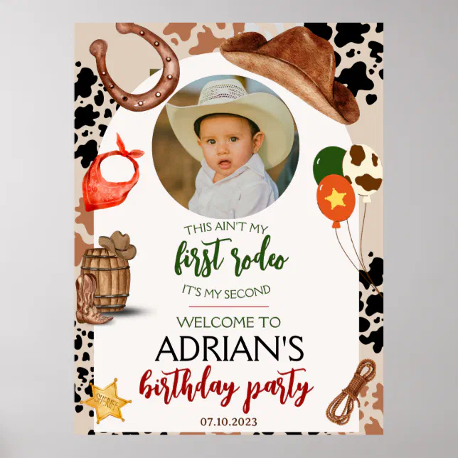 Cowboy Birthday 2d Rodeo Birthday Party Poster | Zazzle