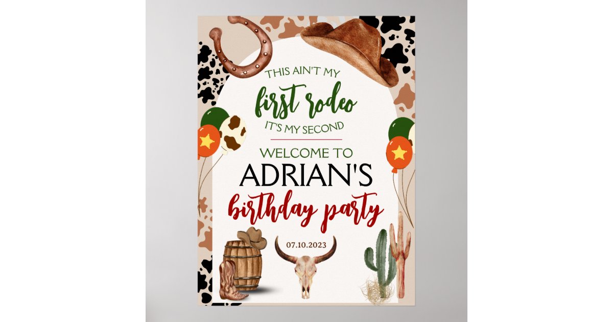 Cowboy Birthday 2nd Rodeo Birthday Party Foam Boar Poster | Zazzle