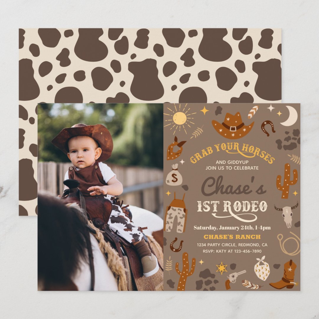 Cowboy Birthday Invitation | 1st Rodeo Invitation | Zazzle