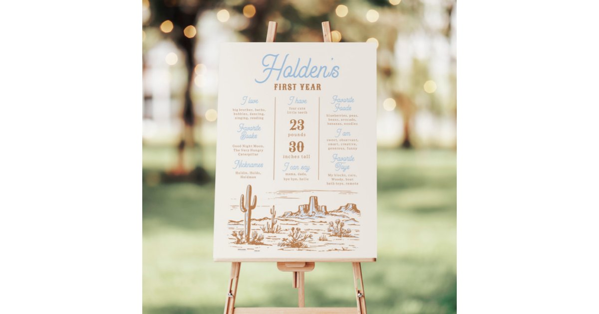 Cowboy Birthday Milestone Poster | Zazzle