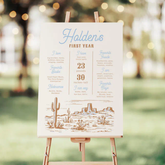 Cowboy Birthday Milestone Poster | Zazzle