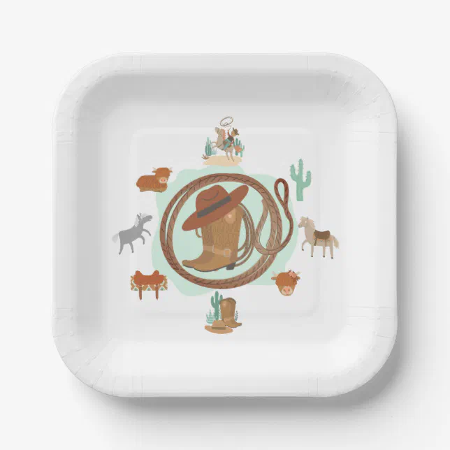 Cowboy Birthday Party Paper Plates | Zazzle