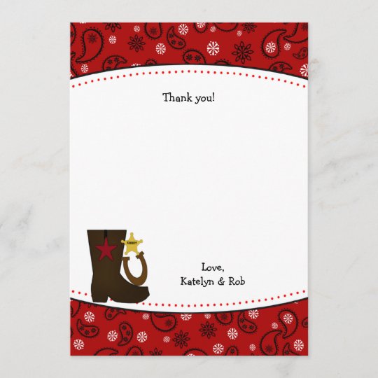 Cowboy Birthday Party Thank You Note Cards | Zazzle.com