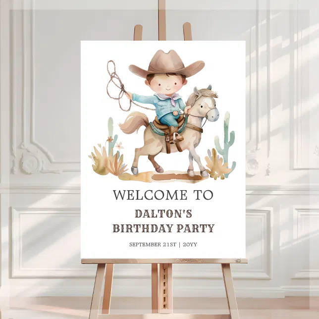 Cowboy Birthday Party Welcome Foam Board | Zazzle