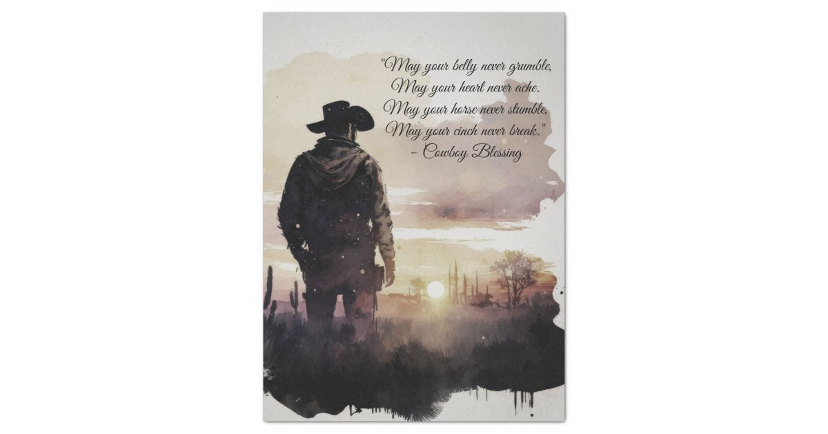 Cowboy Blessing Sunset Silhouette Tissue Paper | Zazzle