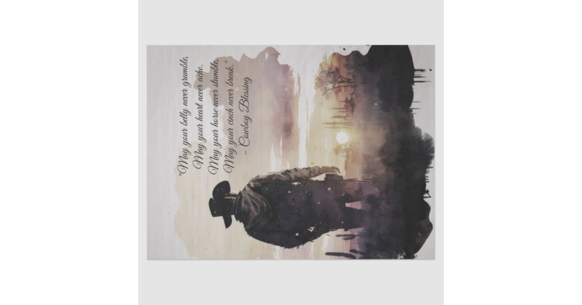 Cowboy Blessing Sunset Silhouette Tissue Paper | Zazzle