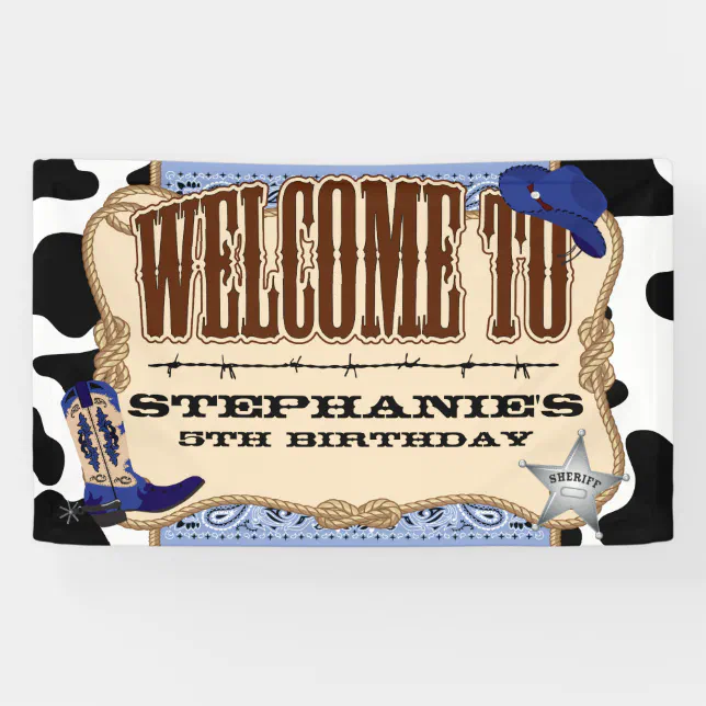 Cowboy, Blue Birthday, Welcome Banner | Zazzle