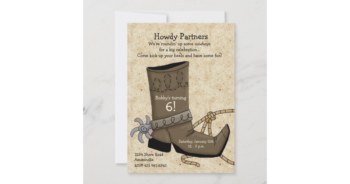 Cowboy Boot Invitation | Zazzle