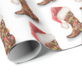 Cowboy boot Santa Hat Christmas wrapping paper | Zazzle