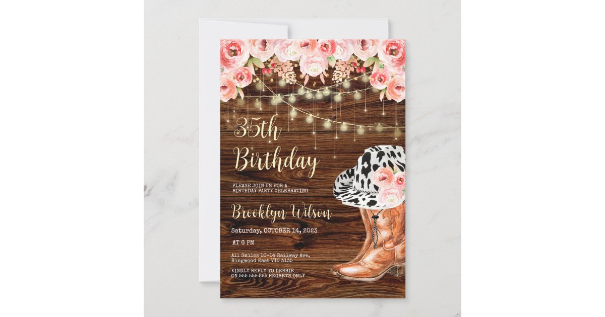 Cowboy Boots and Hat Birthday Party Invitation | Zazzle