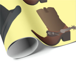 Cowboy boots and hat wrapping paper | Zazzle