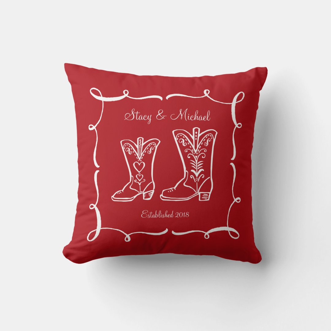 Cowboy Boots Couple's Throw Pillow | Zazzle