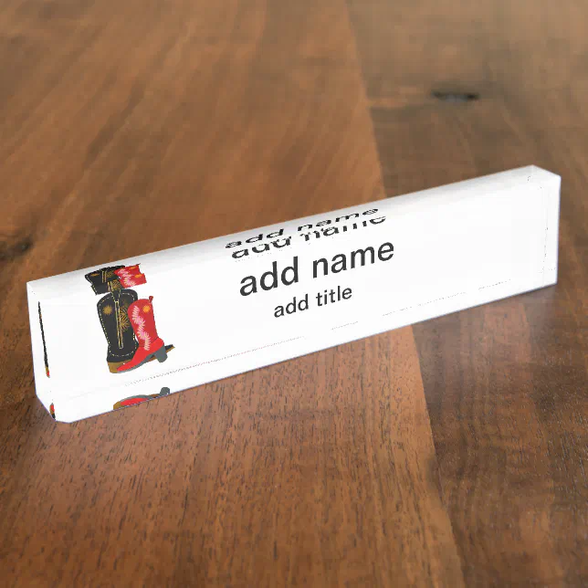 Cowboy Boots Desk Name Plate | Zazzle