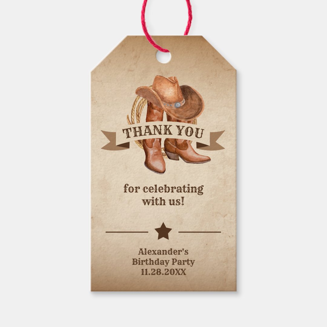 Cowboy Boots, Hat, and Lasso Gift Tags | Zazzle