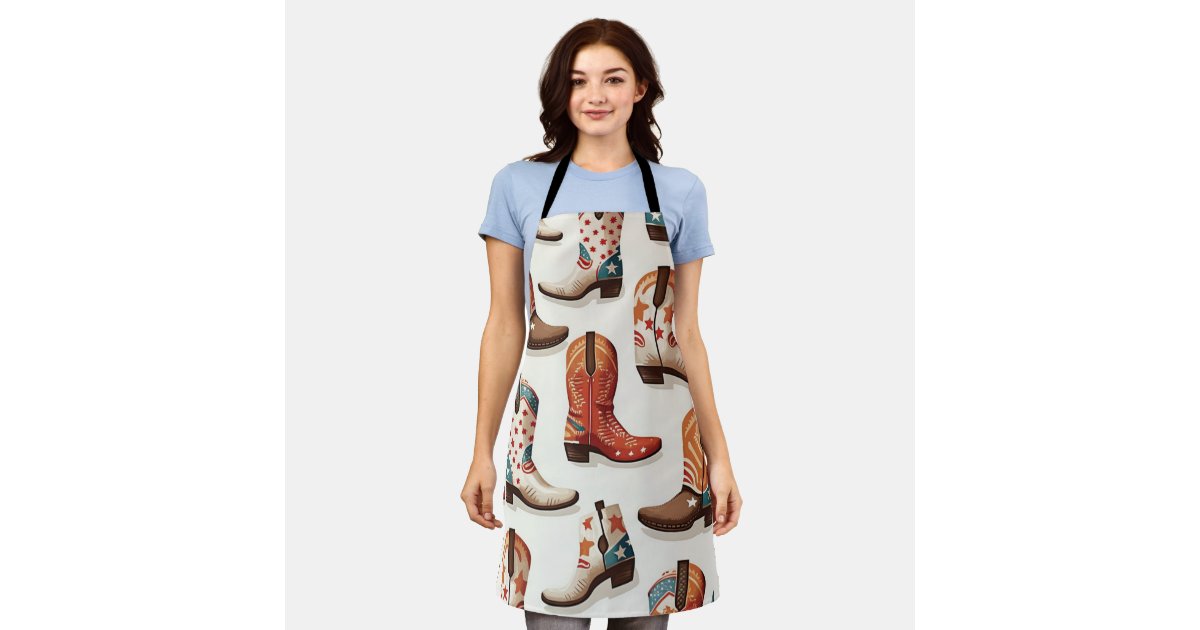 Cowboy boots pattern apron | Zazzle