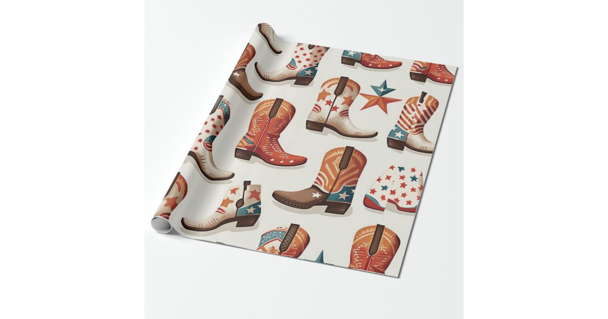 Cowboy boots pattern wrapping paper | Zazzle