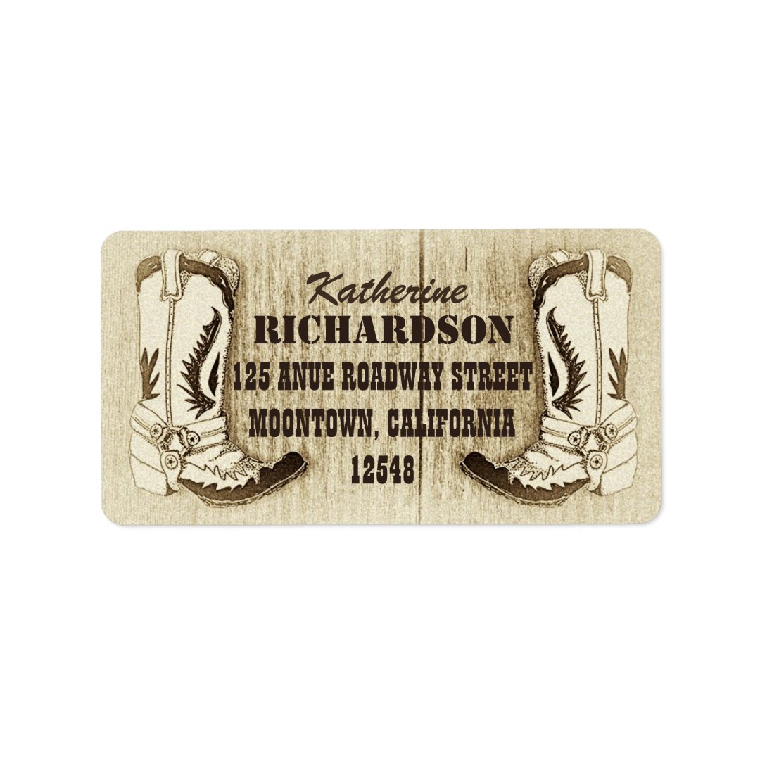 cowboy boots western address labels | Zazzle