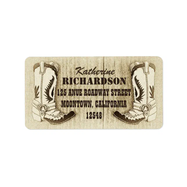 cowboy boots western address labels | Zazzle