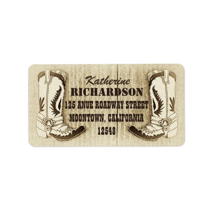 cowboy boots western address labels | Zazzle