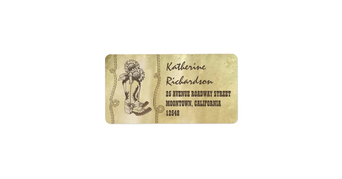 cowboy boots western address labels | Zazzle