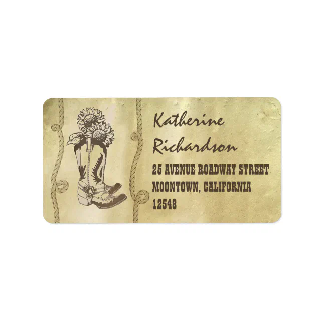 cowboy boots western address labels | Zazzle