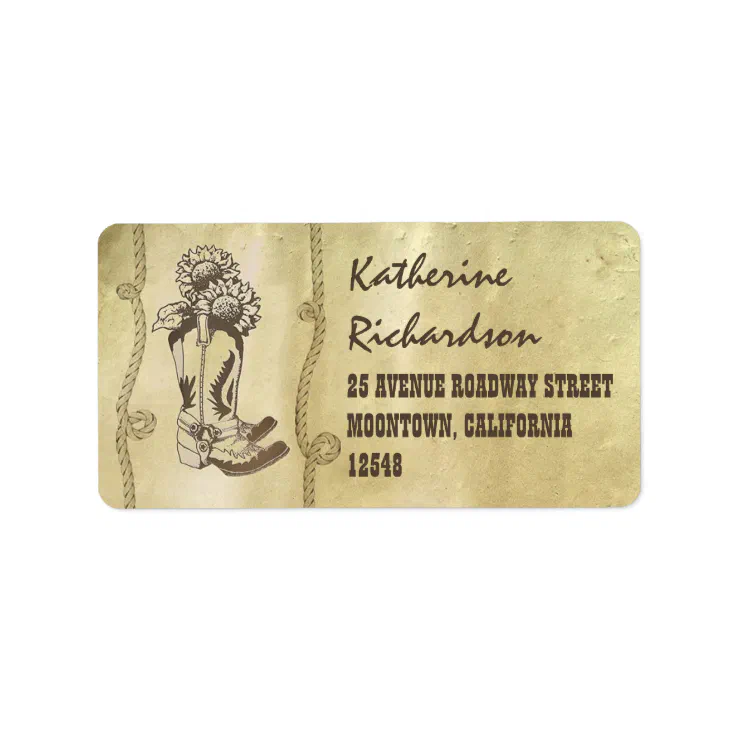 cowboy boots western address labels | Zazzle