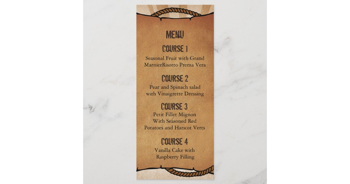 cowboy boots western Personalized Menu cards | Zazzle