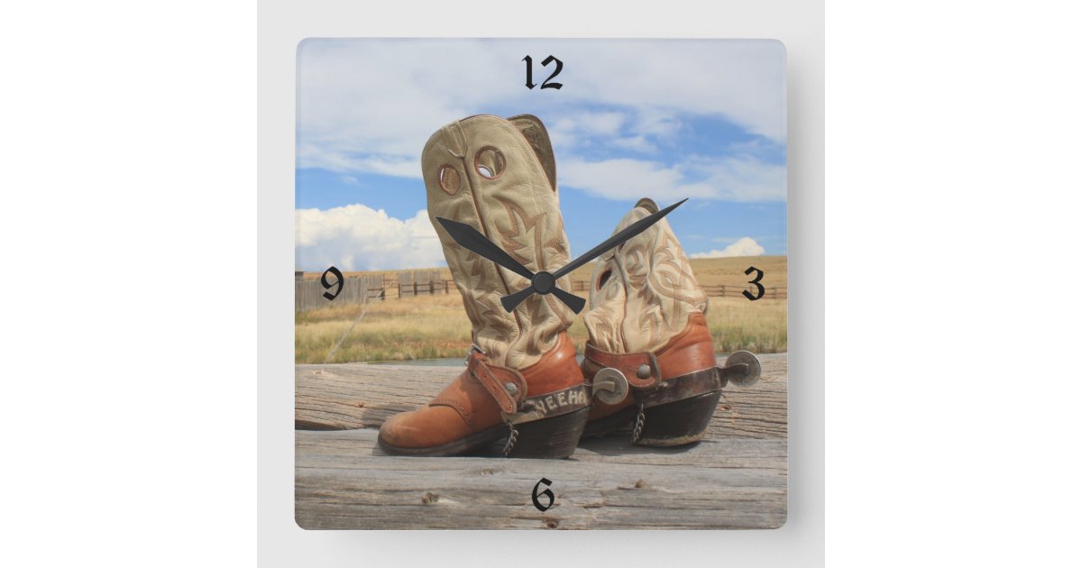 Cowboy Boots Yeehaw Numbered Wall Clock | Zazzle