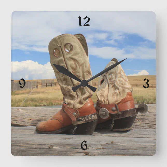 Cowboy Boots Yeehaw Numbered Wall Clock | Zazzle