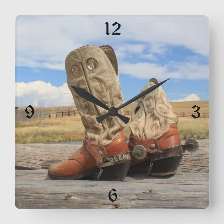 Cowboy Boots Yeehaw Numbered Wall Clock | Zazzle