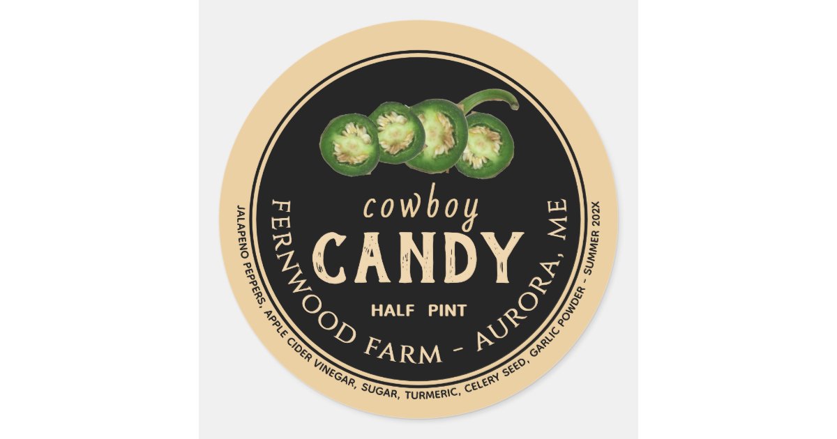 Cowboy Candy Candied Jalapeno Pepper Spicy Jelly Classic Round Sticker ...
