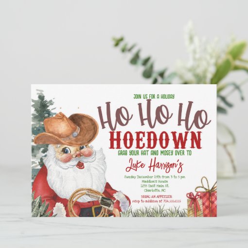 Cowboy Christmas Invitation, Country Hoedown Chris Invitation | Zazzle