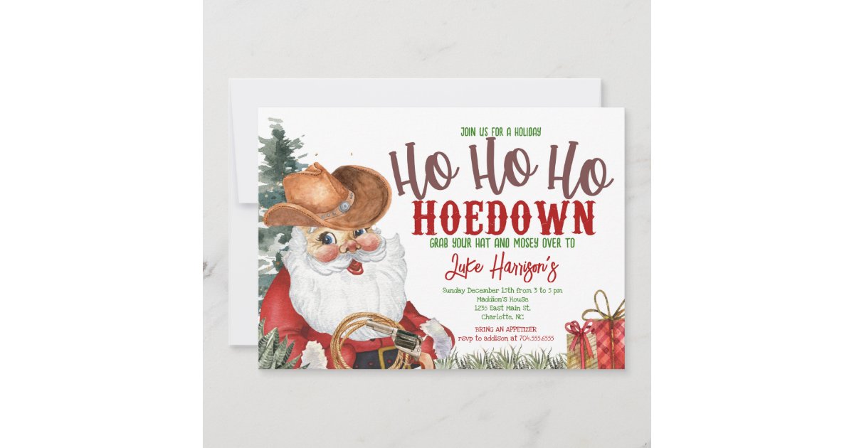 Cowboy Christmas Invitation, Country Hoedown Chris Invitation | Zazzle