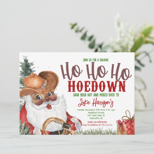 Cowboy Christmas Invitation, Country Hoedown Invitation | Zazzle