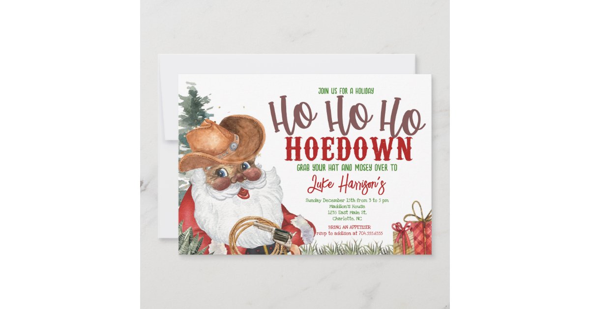 Cowboy Christmas Invitation, Country Hoedown Invitation | Zazzle