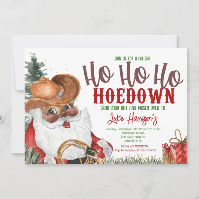 Cowboy Christmas Invitation, Country Hoedown Invitation | Zazzle