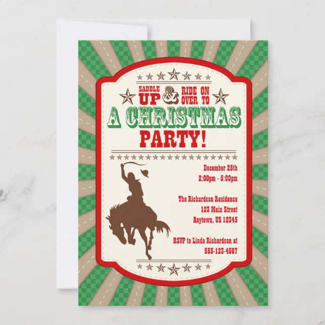 Cowboy Christmas Party Invitation | Zazzle