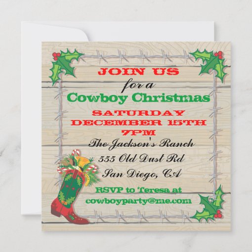 Cowboy Christmas Party Invitations | Zazzle